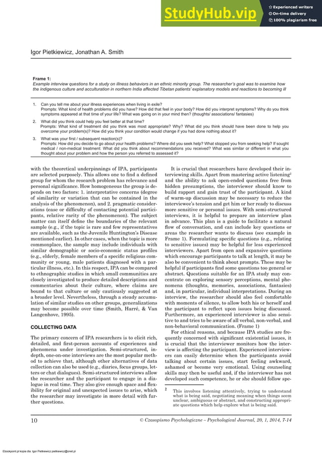 A practical guide to using Interpretative Phenomenological Analysis in qualitative research ...