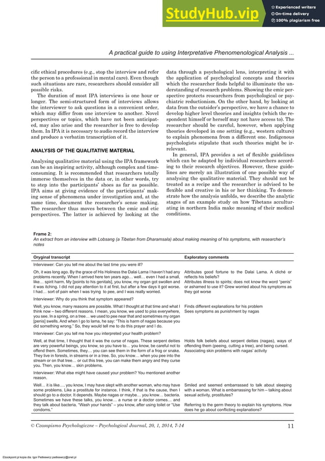A practical guide to using Interpretative Phenomenological Analysis in ...
