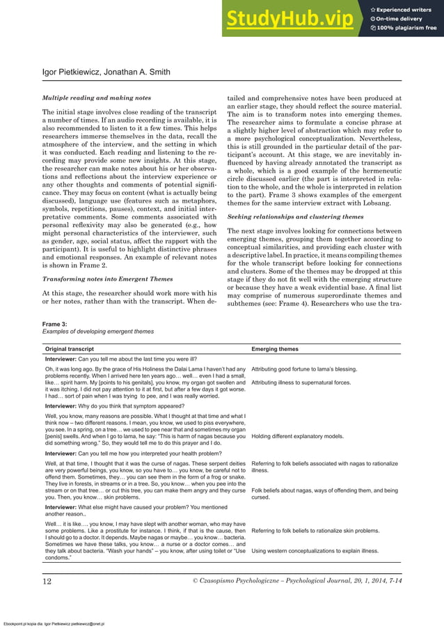 A practical guide to using Interpretative Phenomenological Analysis in qualitative research ...