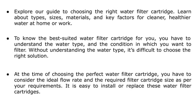 A Practical Guide to Water Filter Cartridge Selection | PPT
