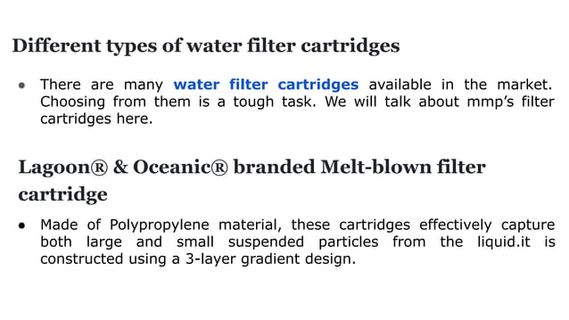 A Practical Guide to Water Filter Cartridge Selection | PPT