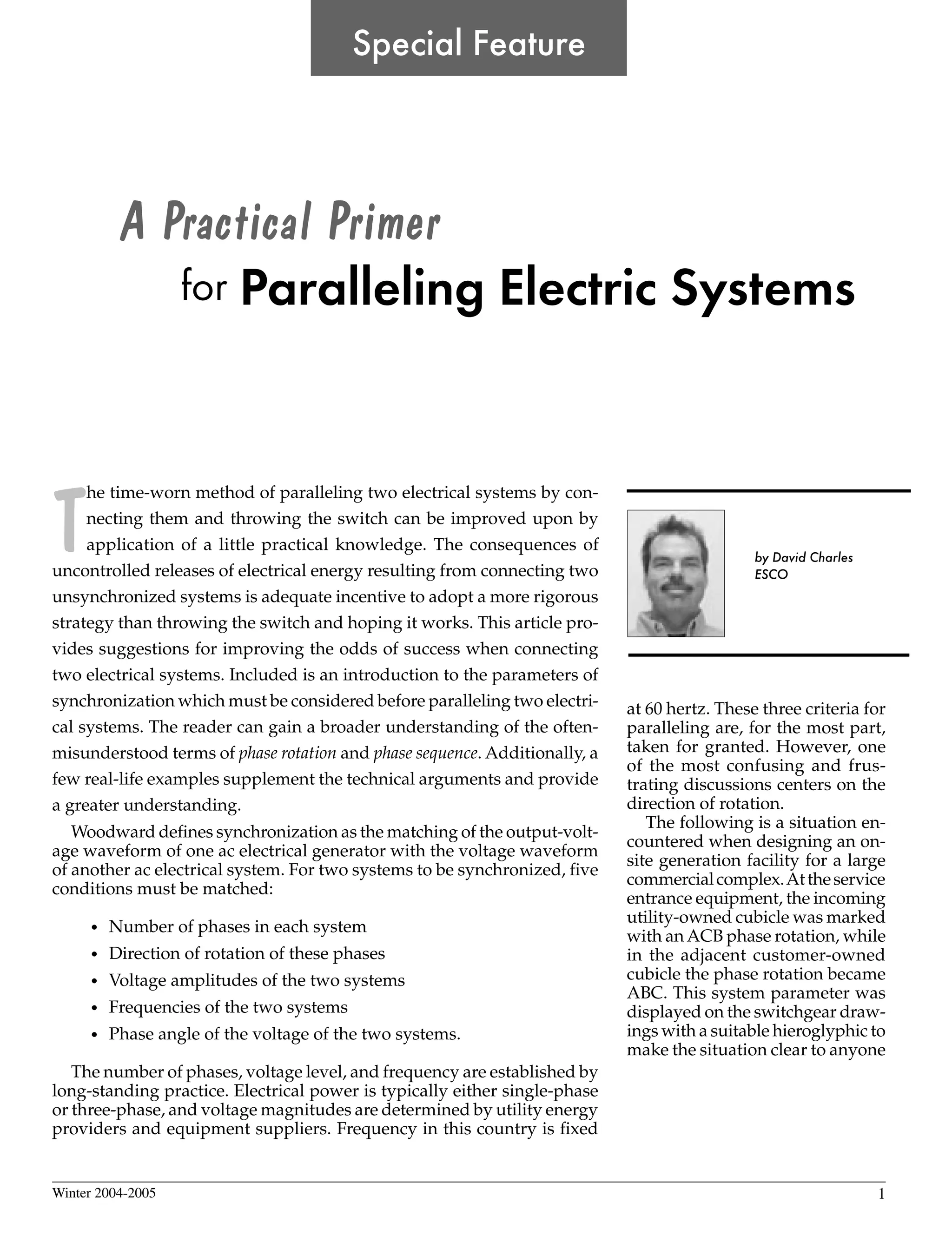 A practical primer for paralleling electric systems | PDF