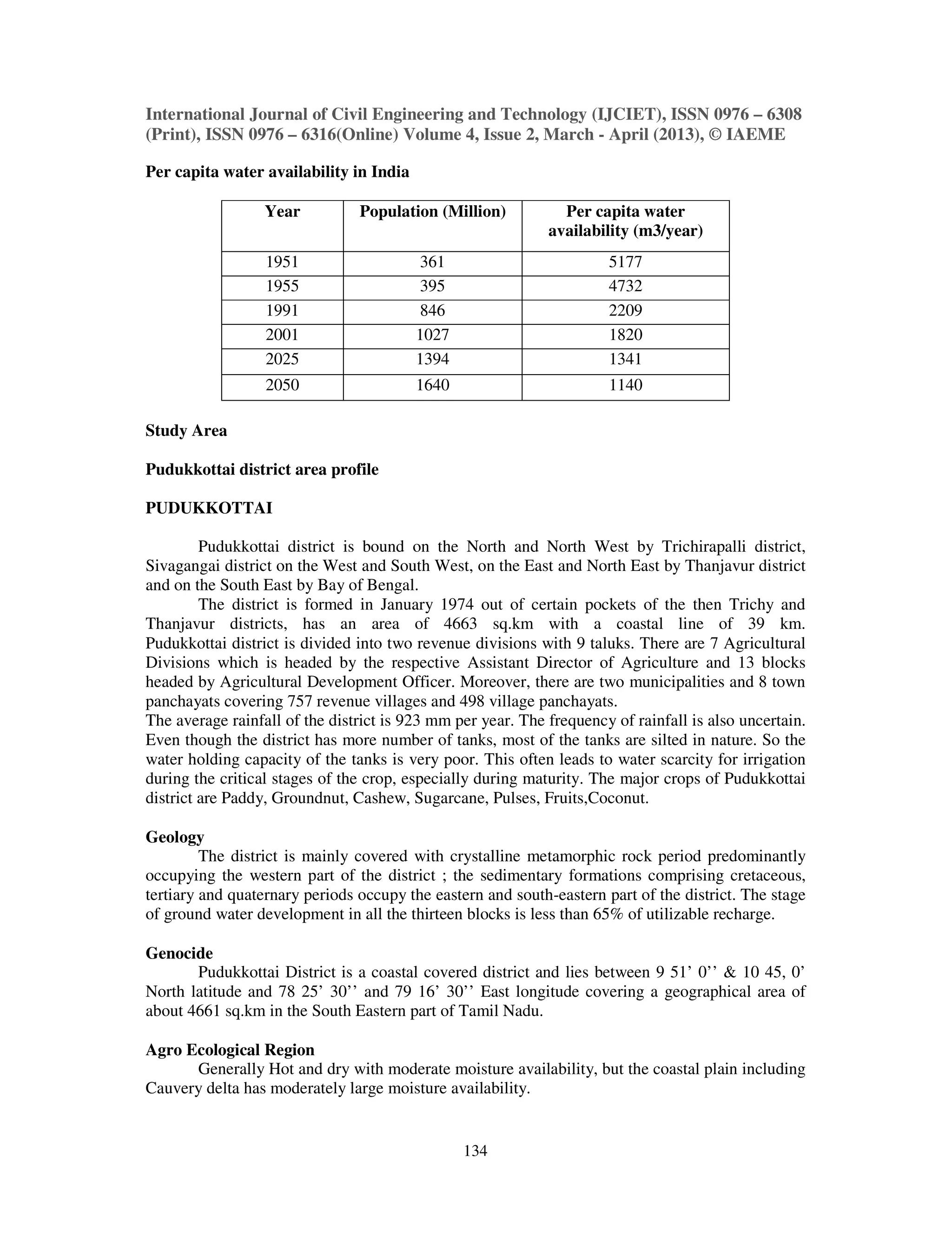 A practical solution to ground water recharge by rain water harvesting ...
