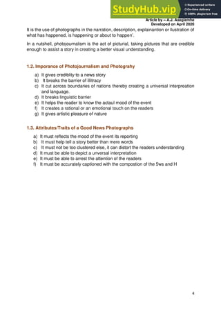 A PRACTICAL VIEW ON PHOTOJOURNALISM | PDF