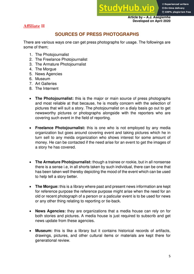 A PRACTICAL VIEW ON PHOTOJOURNALISM | PDF | Cameras and Camcorders ...