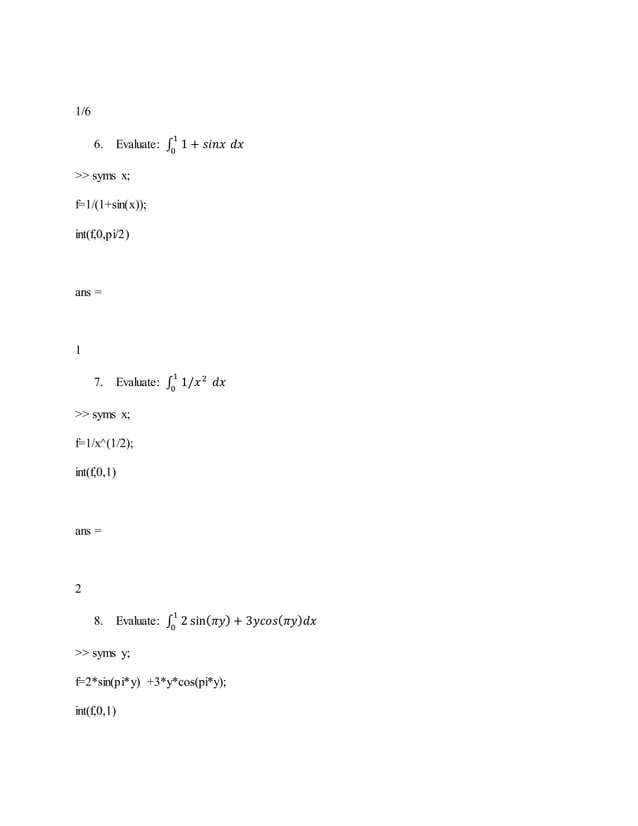 A practical work of matlab | PDF