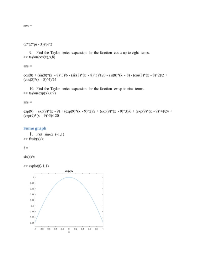 A practical work of matlab | PDF
