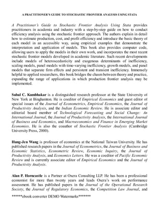 A practitioners guide to stochastic frontier analysis using stata-kumbhakar | PDF