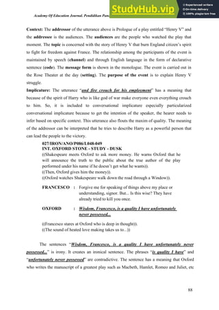 A PRAGMATIC STUDY OF FIGURATIVE LANGUAGE IN ANONYMOUS MOVIE SCRIPT | PDF