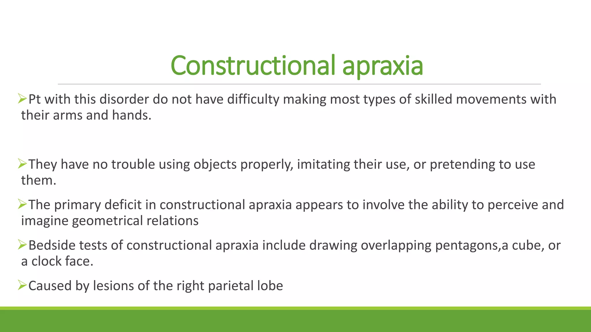 Apraxia examination and evaluation | PPTX