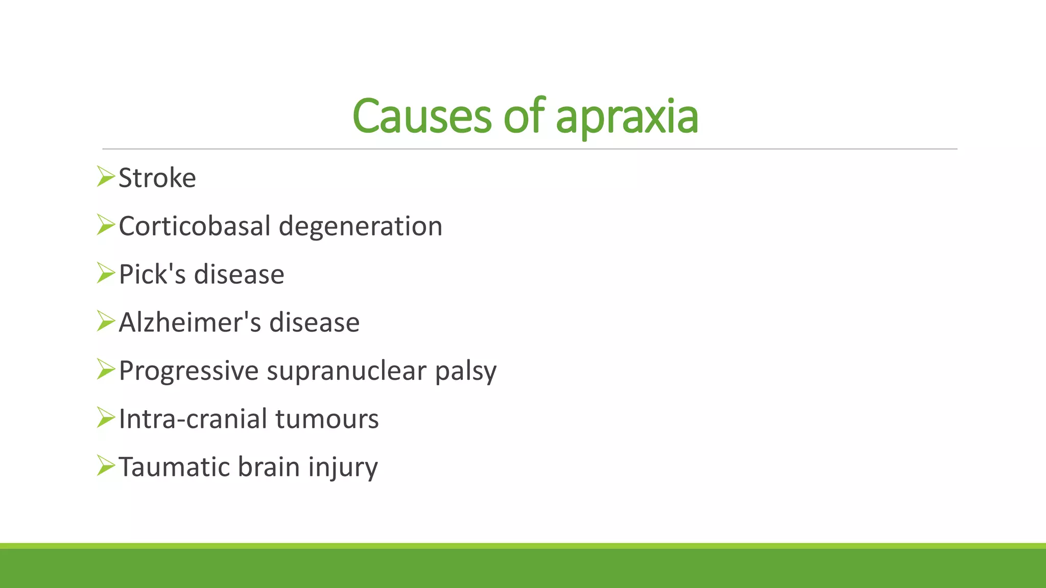 Apraxia examination and evaluation | PPTX