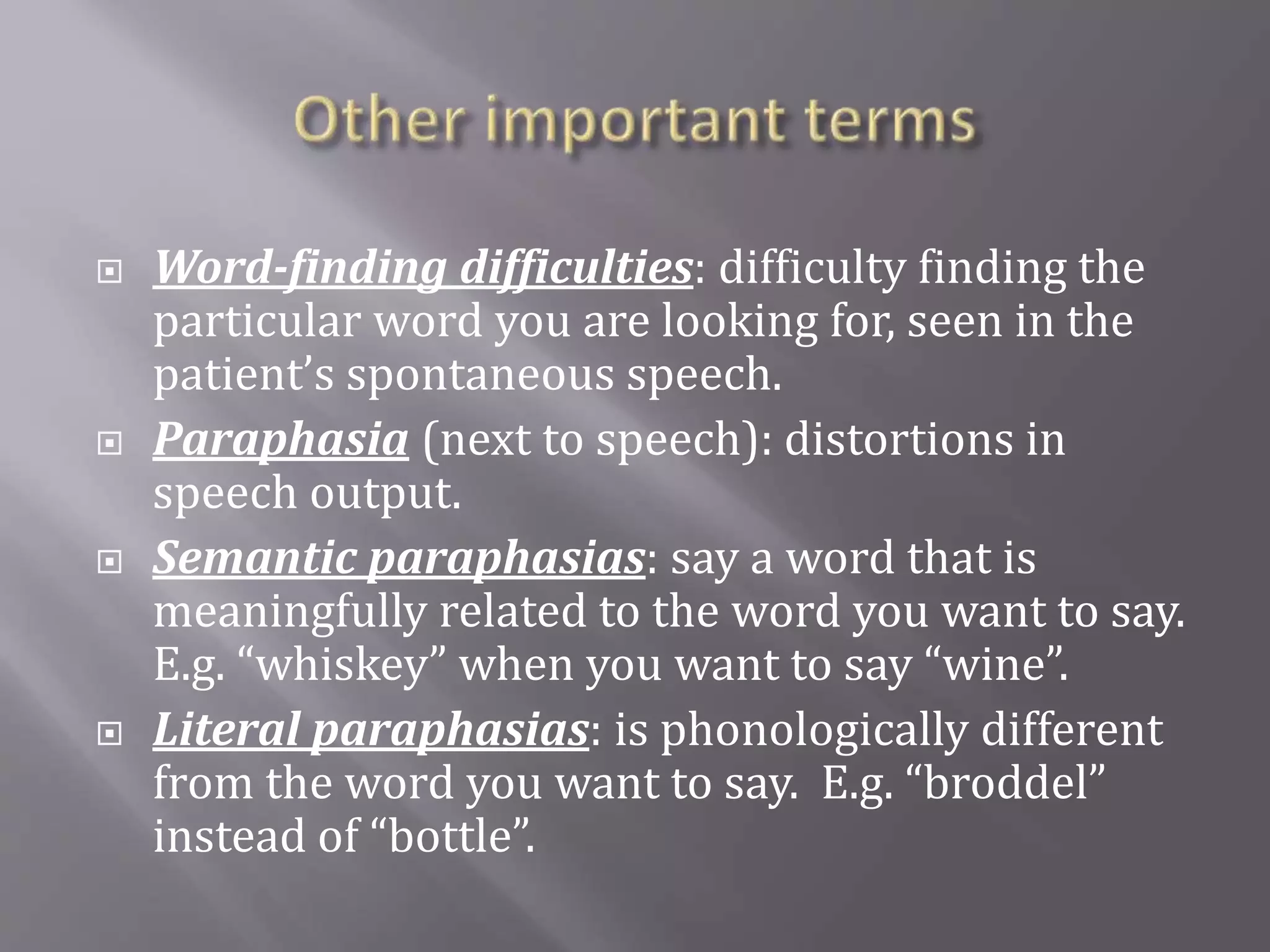 Apraxia, aphasia assessment and their management | PPTX