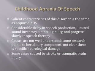 Apraxia, aphasia assessment and their management | PPTX