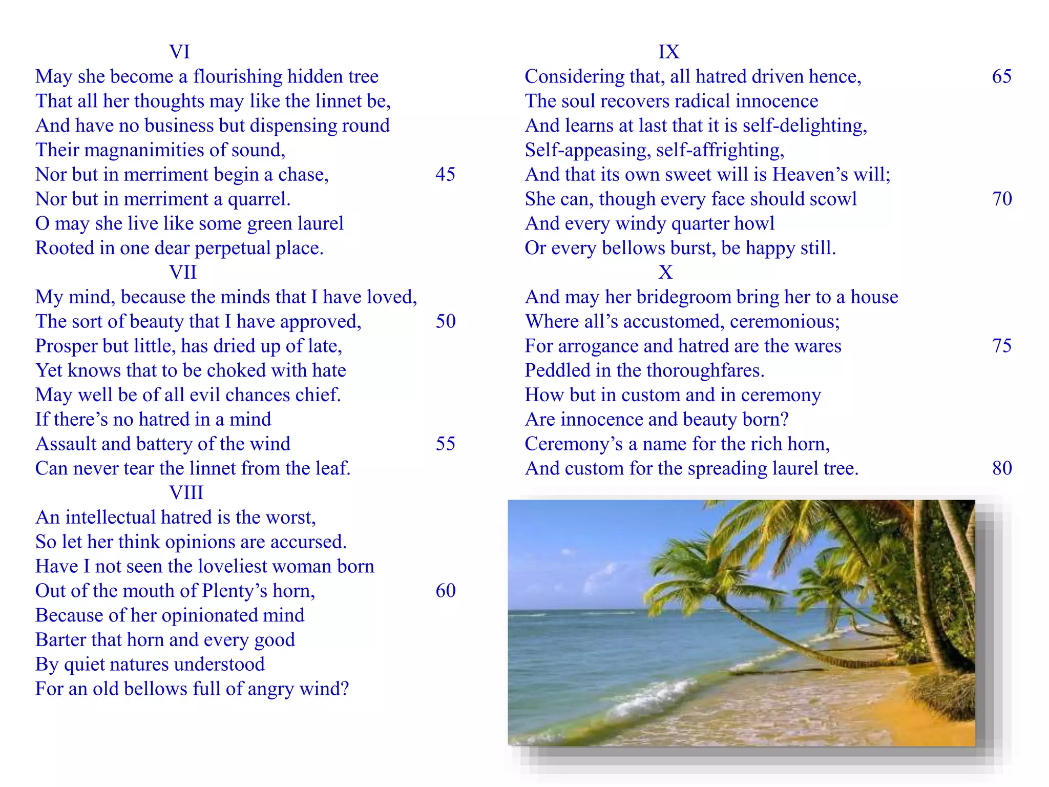 A prayer for my daughter poem by Yeats | PPTX