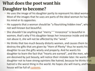 A Prayer For My Daughter by W.B. Yeats Prepared by Kaushal Desai | PPTX