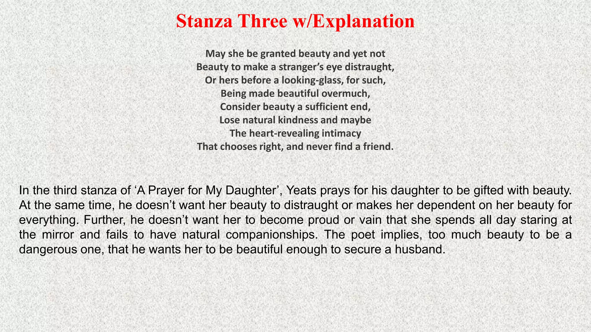 A prayer for my daughter by w. b. yeats | PPT