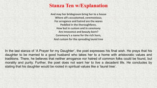 A prayer for my daughter by w. b. yeats | PPT