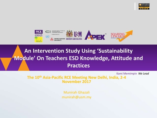 An Intervention Study Using ‘Sustainability Module’ On Teachers ESD Knowledge, Attitude And ...