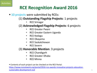 Progress of Global RCE Network and Roadmap for the RCE Community (UNU ...