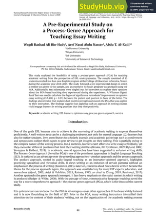 A Pre-Experimental Study On A Process-Genre Approach For Teaching Essay ...