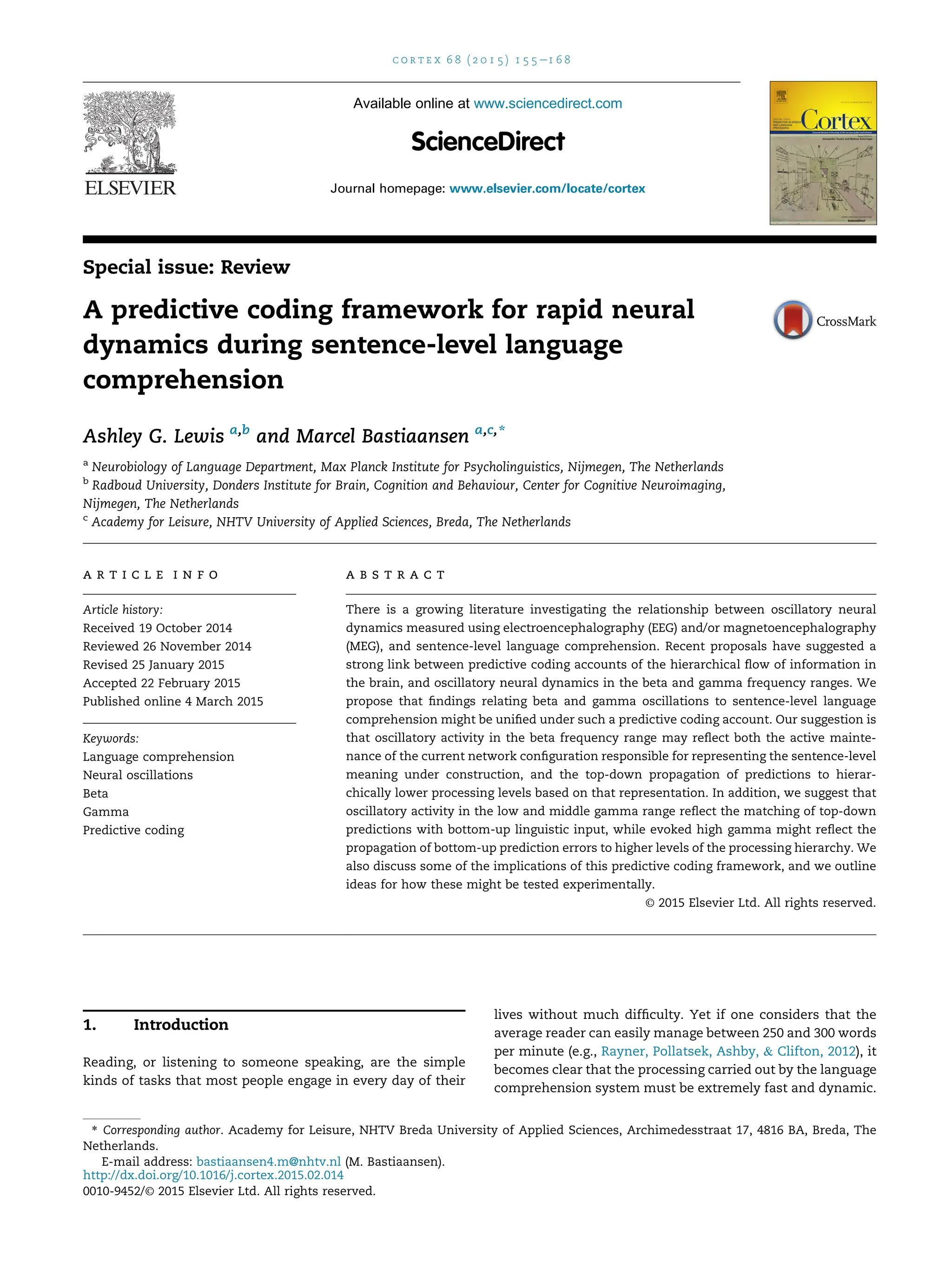 A predictive coding framework for rapid neural dynamics during sentence ...