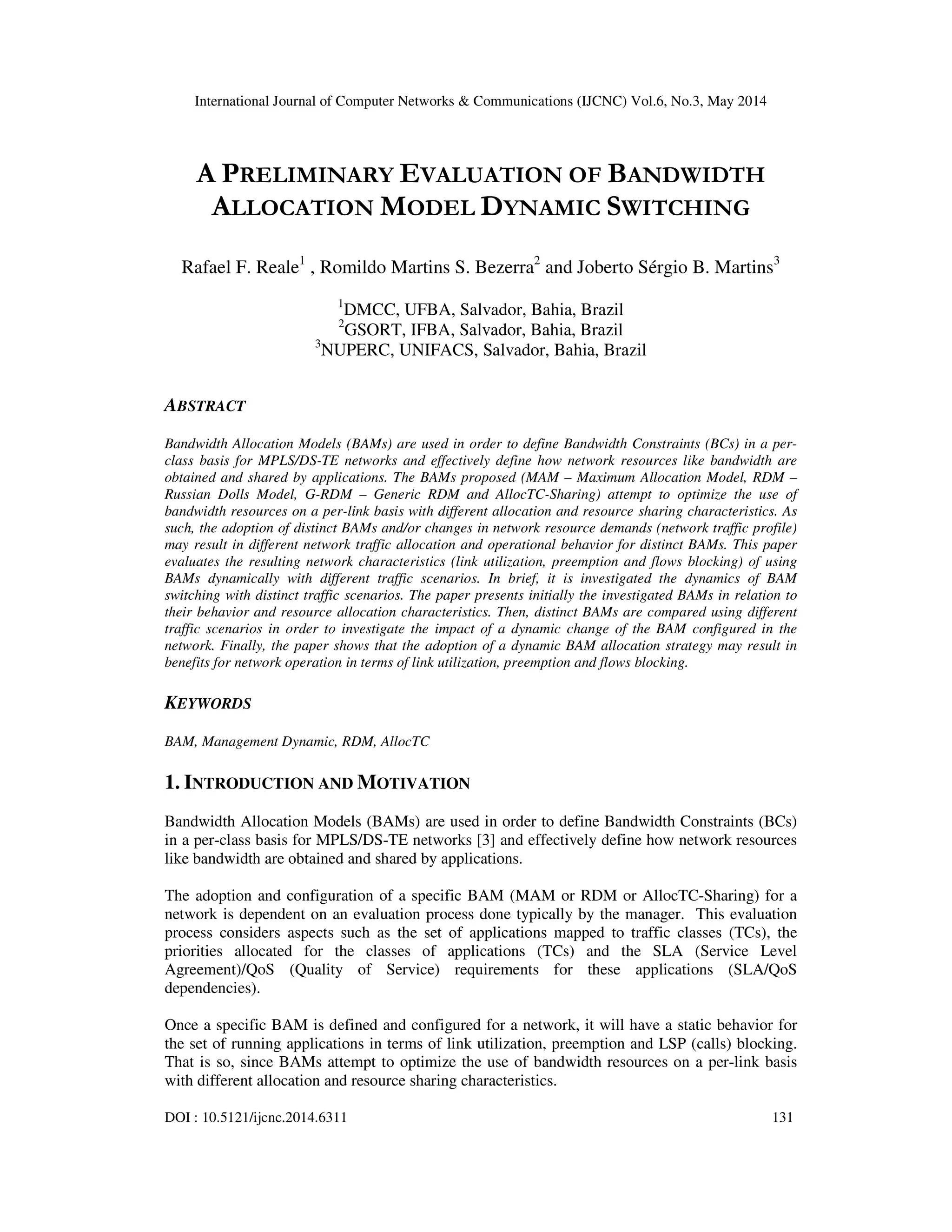 A Preliminary Evaluation Of Bandwidth Allocation Model Dynamic