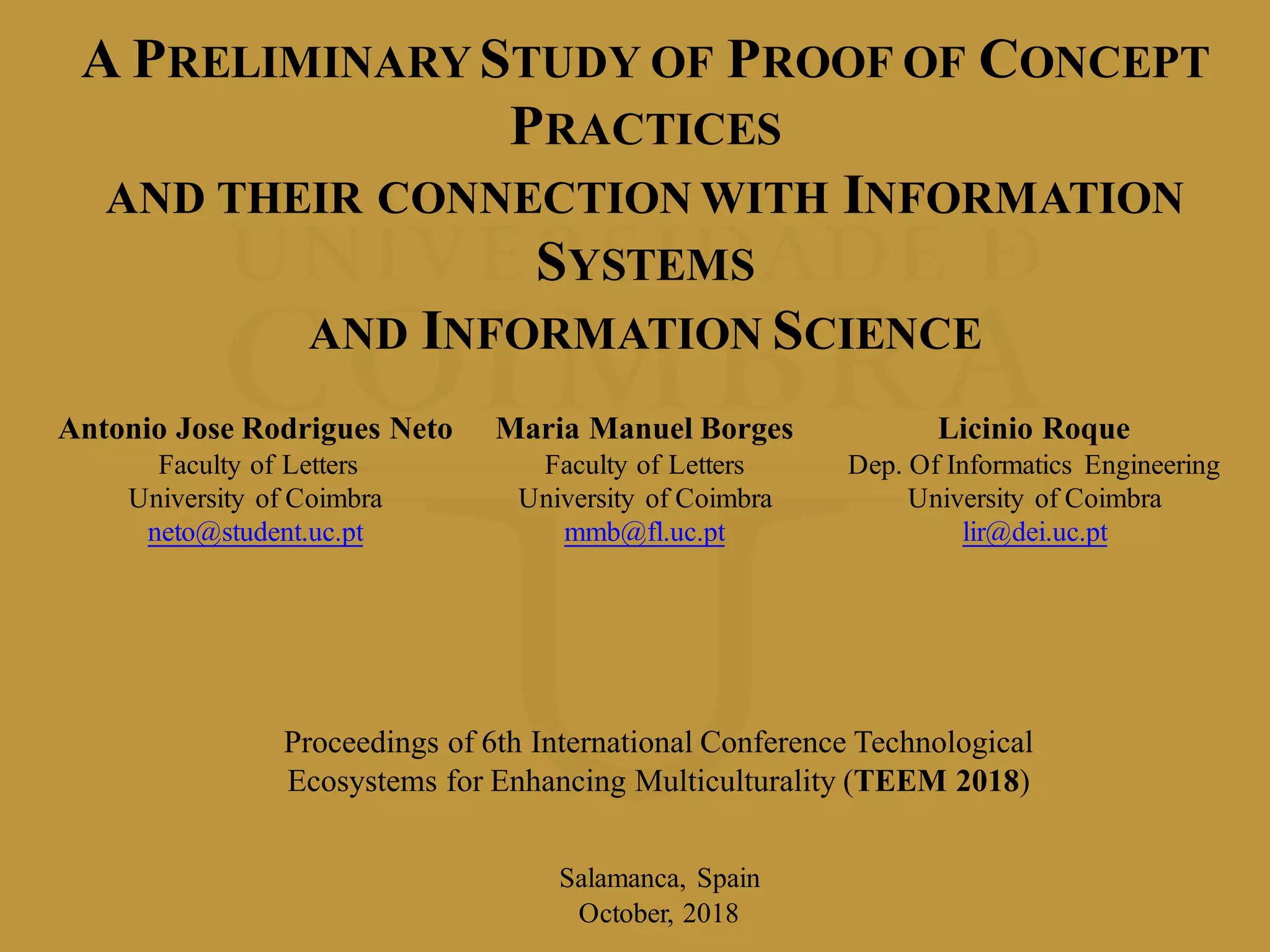 A Preliminary Study of Proof of Concept Practices and their connection ...