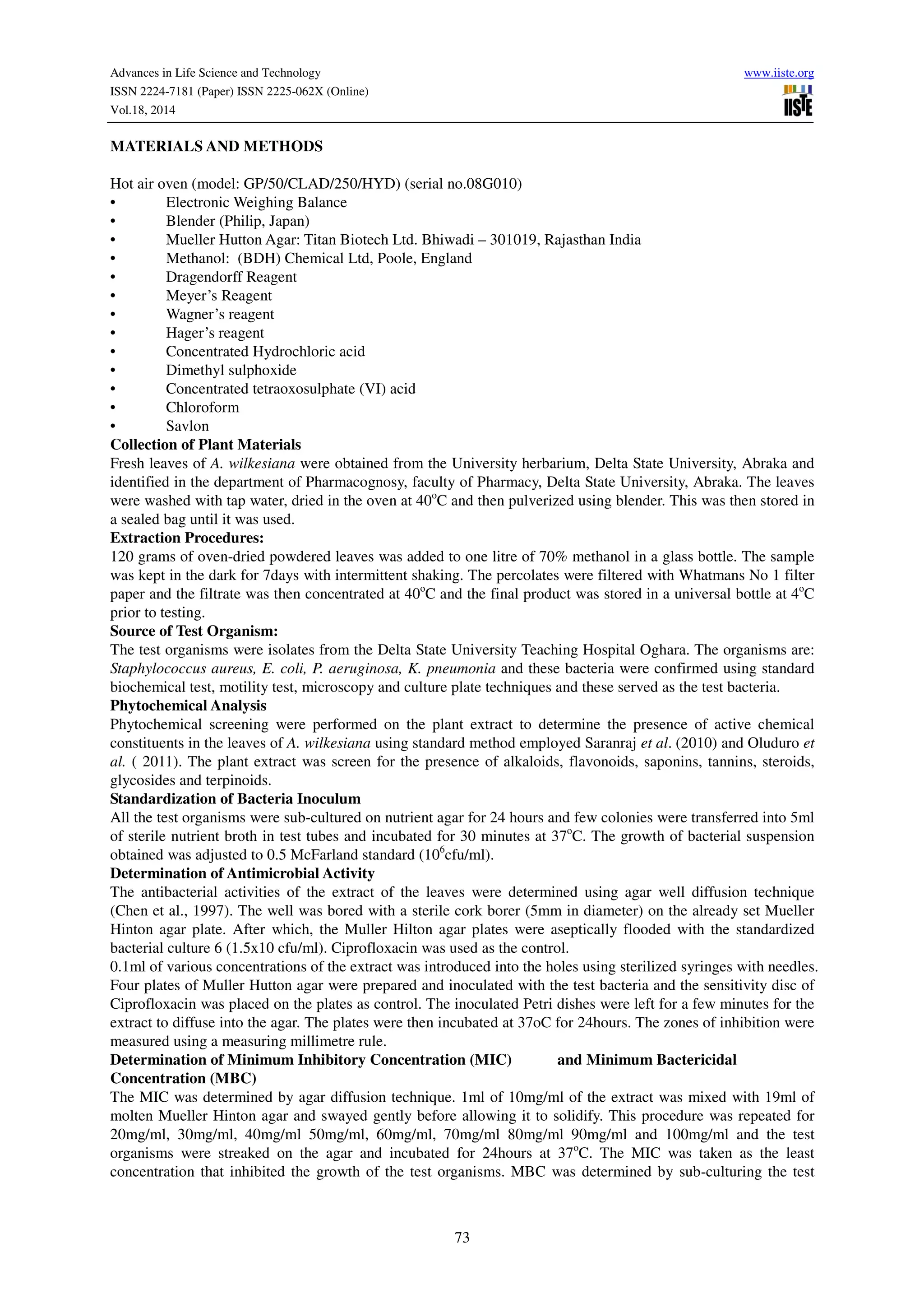 A preliminary study on antibacterial efficacy of the methanolic | PDF