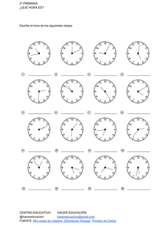 ¿Aprendemos las horas | PDF