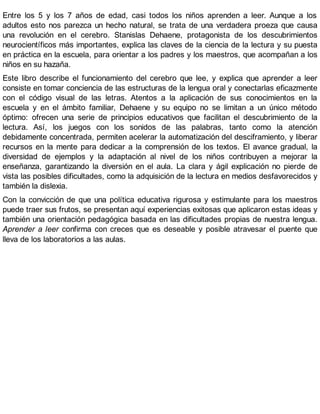 Aprender-a-leer-Stanislas-Dehaene.pdf ciencias cognitivas en el aula | PDF