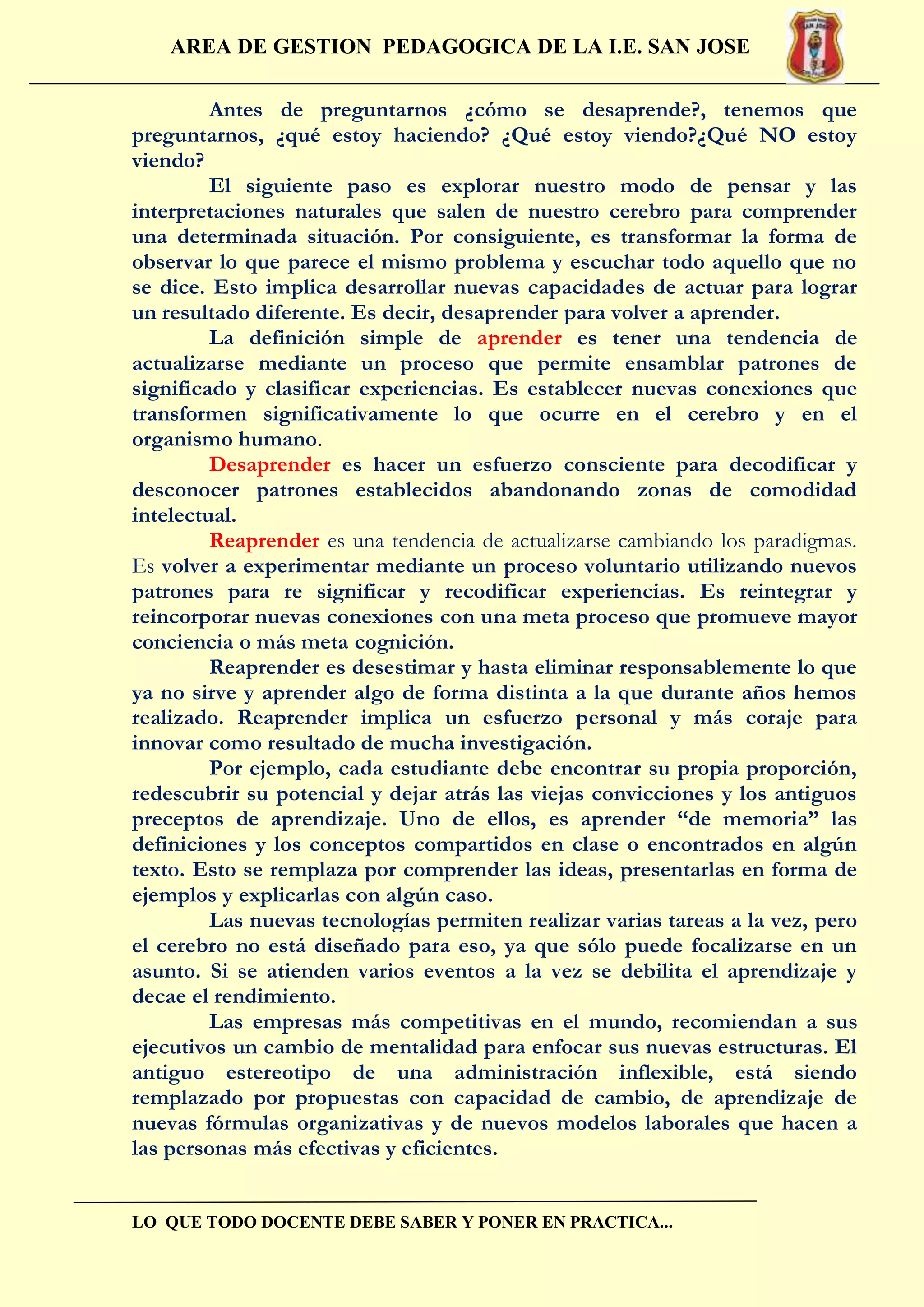 Aprender desaprender - reaprender | PDF