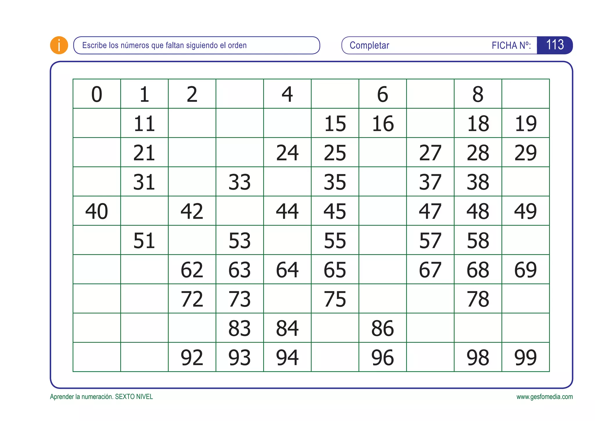 Aprender la numeración. del 1 al 99 6 | PPT