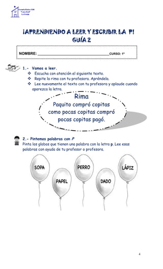 Aprendiendo a leer y escribir la p | PDF
