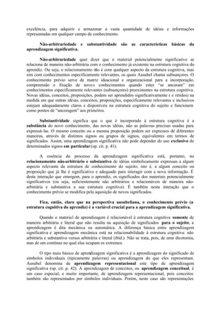 aprendizagem significatica, teórico David Ausubel | PDF