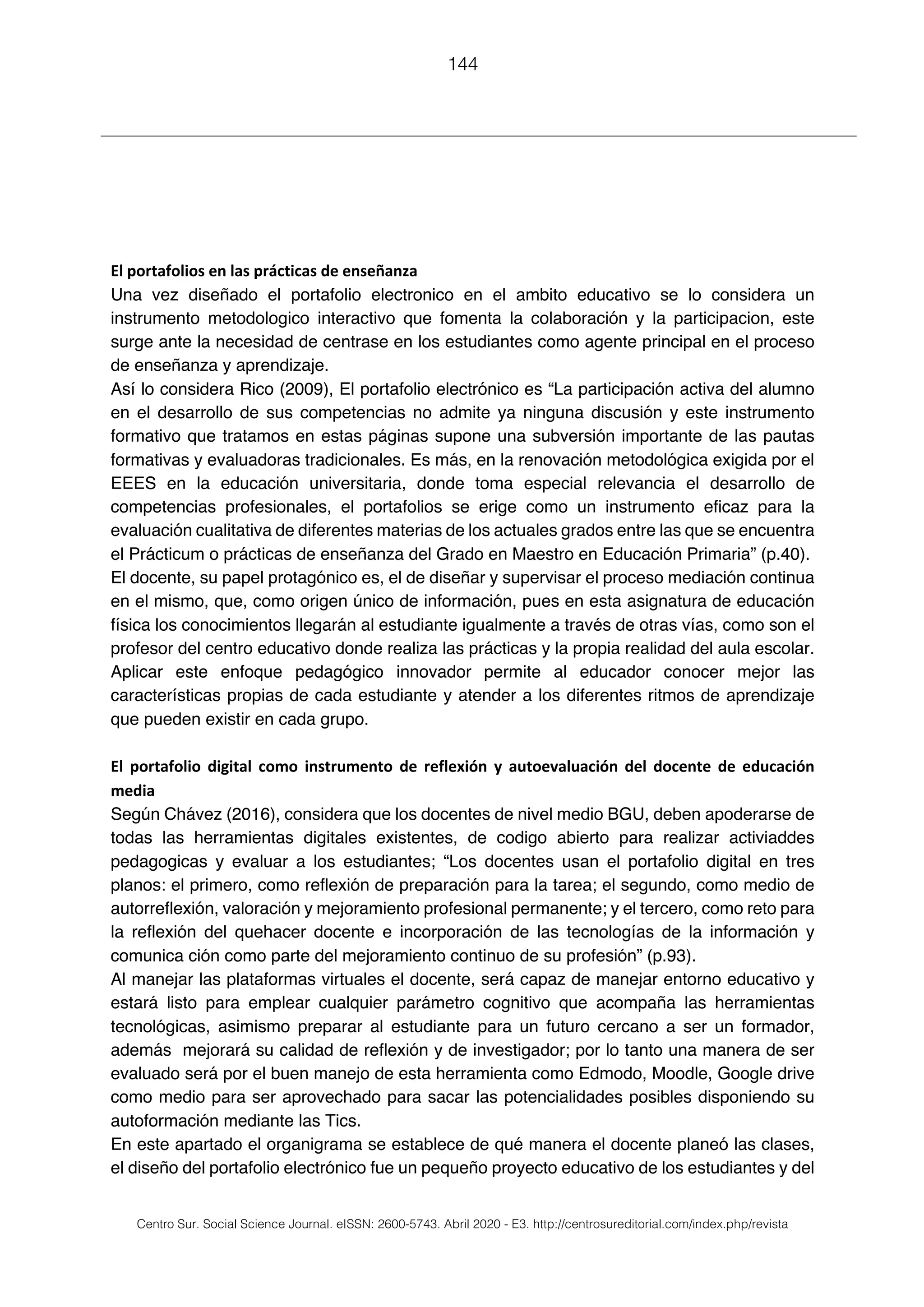 El portafolio electrónico en la enseñanza de la Educación Física | PDF