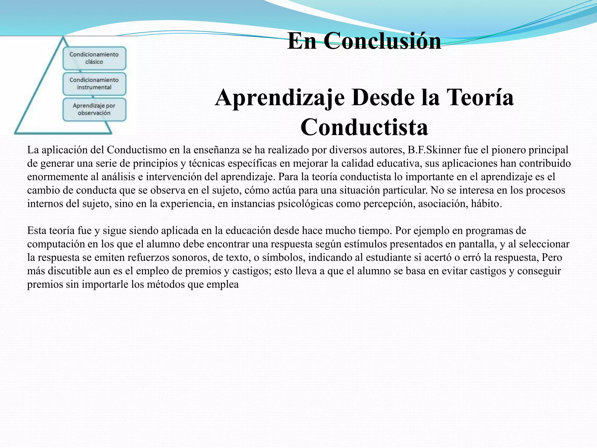 Aprendizaje desde la Perspectiva Conductista | PPTX