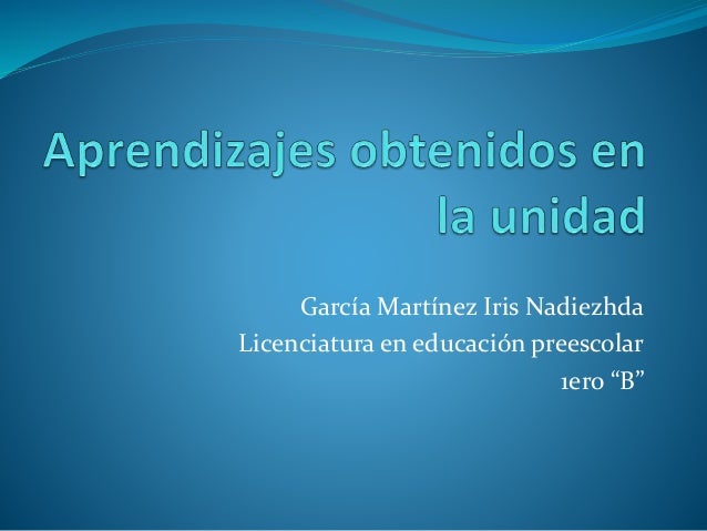 Aprendizajes Obtenidos En La Unidad