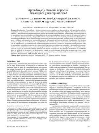 Aprendizaje y memoria implicita; mecanismos de neuroplasticidad | PDF