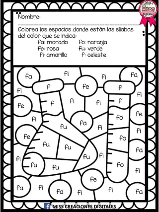 Aprendo silabas coloreando pdf | PDF