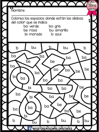 Aprendo silabas coloreando pdf | PDF