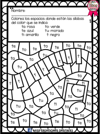 Aprendo silabas coloreando pdf | PDF