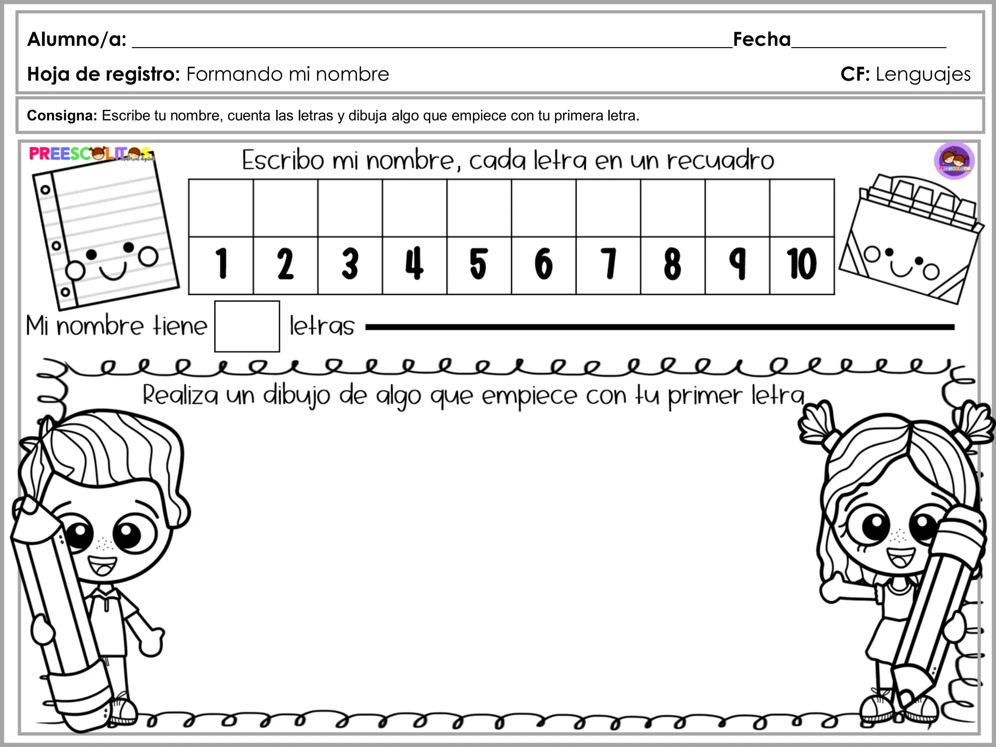 Aprendo y juego con mi Nombre Preescolar | PDF