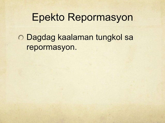 EPEKTO NG REPORMASYON | PPTX