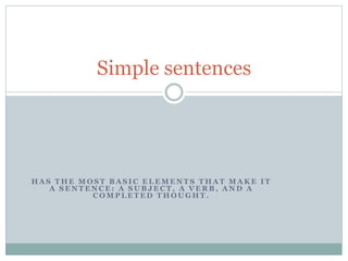 Simple Sentences | PPTX