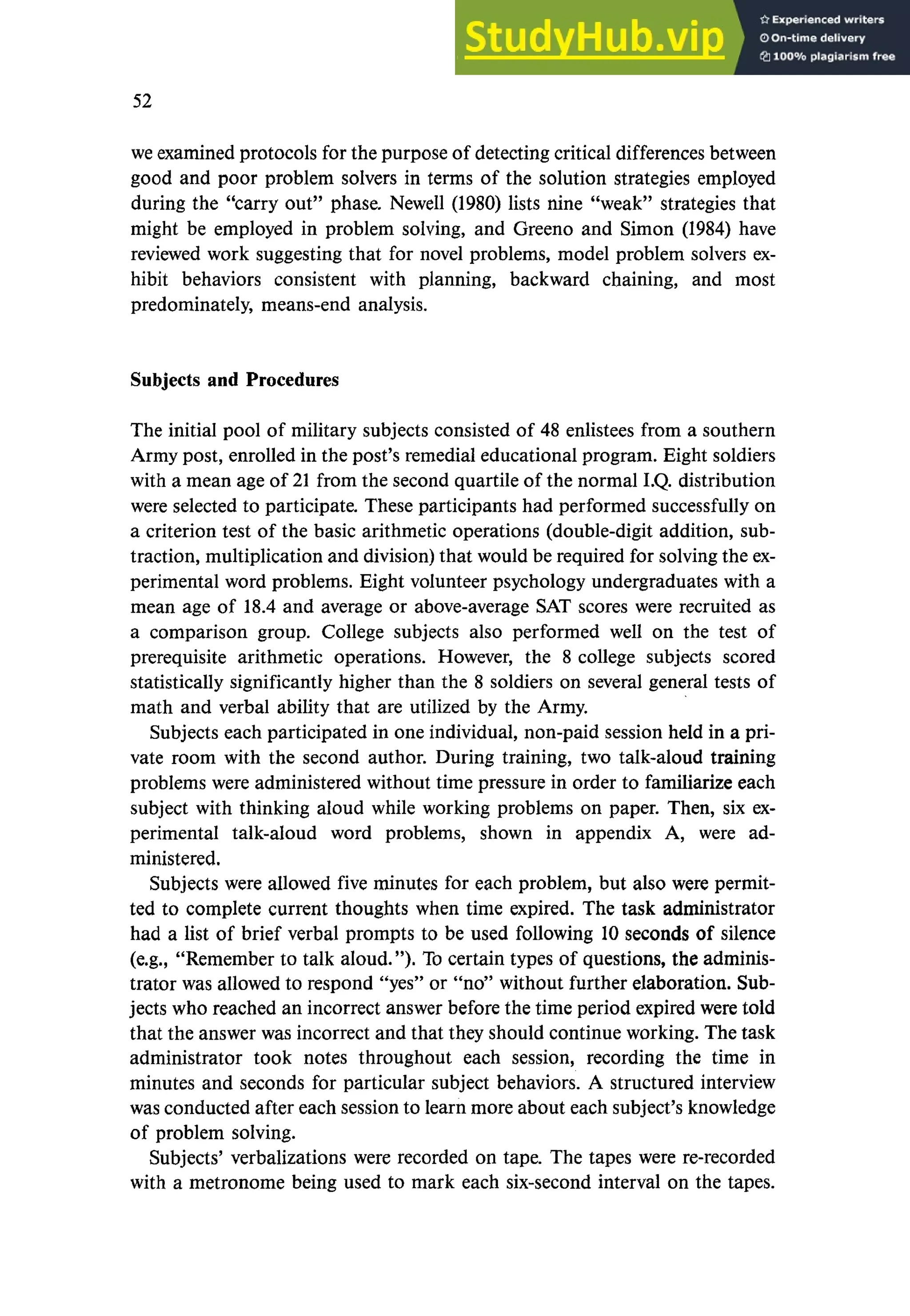 A Prescriptive Analysis Of Low-Ability Problem-Solving Behavior | PDF