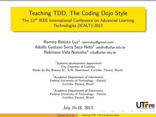 Teaching TDD, the Coding Dojo Style | PDF