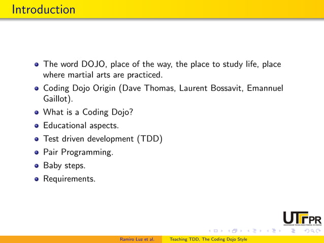 Teaching TDD, the Coding Dojo Style | PPT