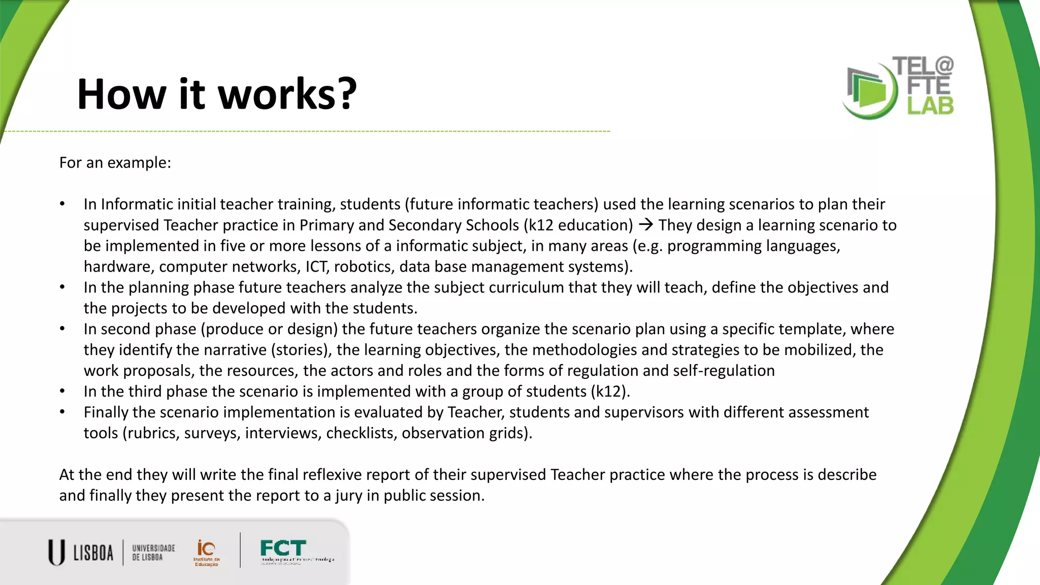 Learning Scenarios in Initial Teacher Education at FTELab | PPT