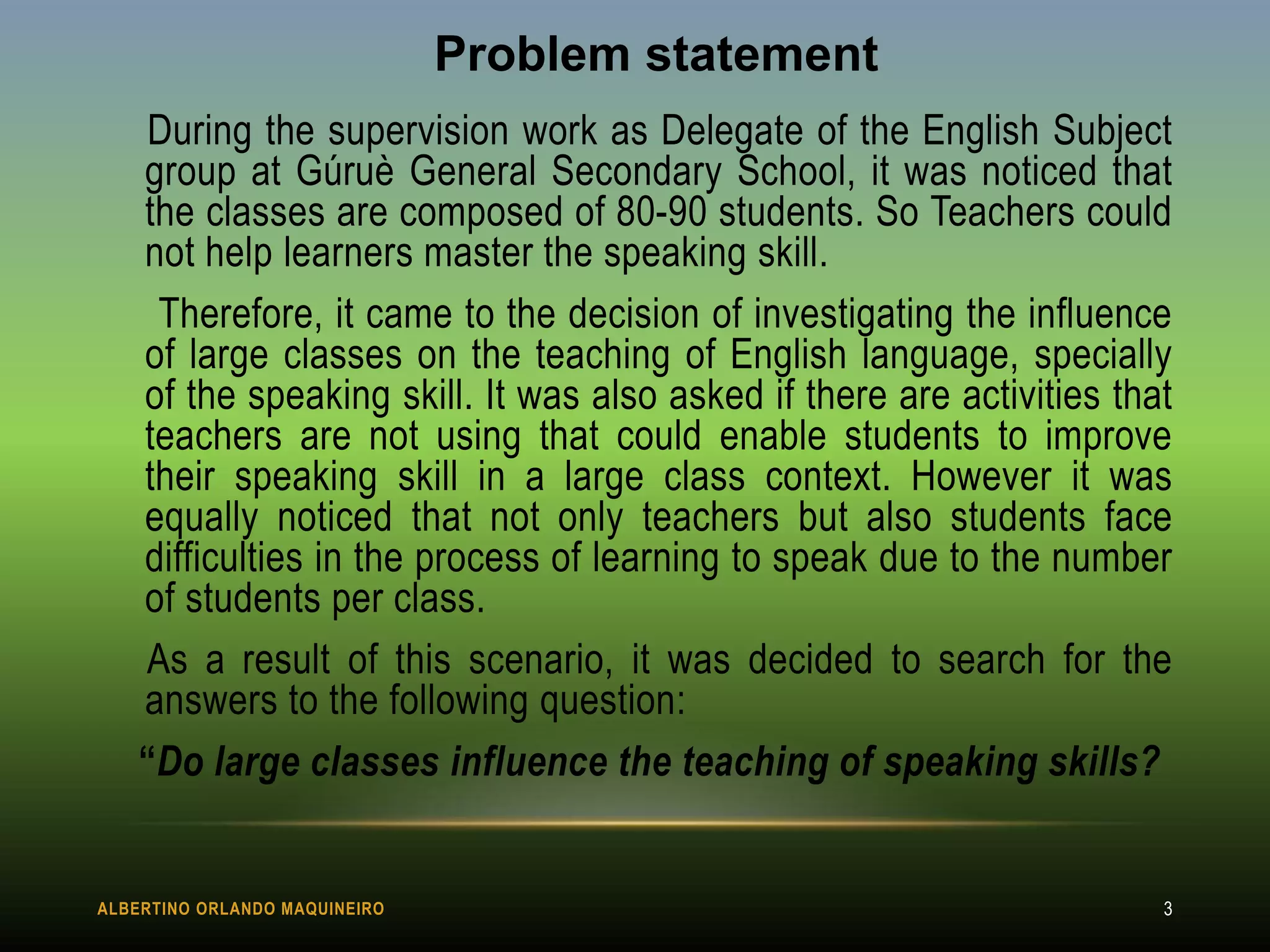Teaching speaking skills in large classes context | PPTX