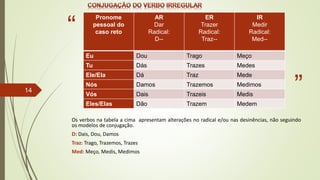 Verbo: Estrutura, regular e irregular | PPTX